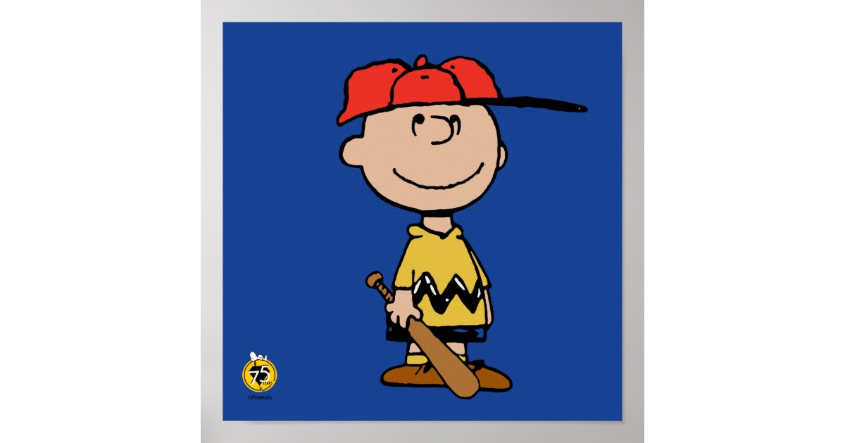 Peanuts | Charlie Brown Baseball Smile Poster | Zazzle