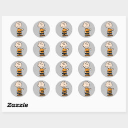 Peanuts | Charlie Brown Classic Round Sticker | Zazzle