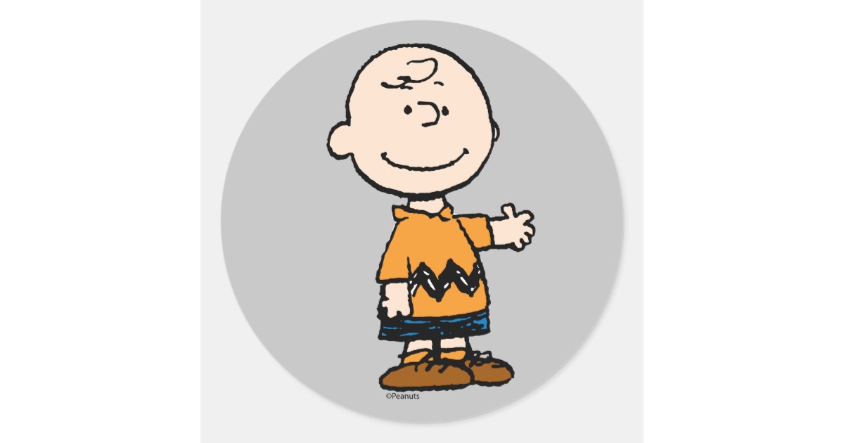 Peanuts | Charlie Brown Classic Round Sticker | Zazzle