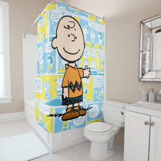 Peanuts | Charlie Brown Comic Pattern Shower Curtain | Zazzle.com