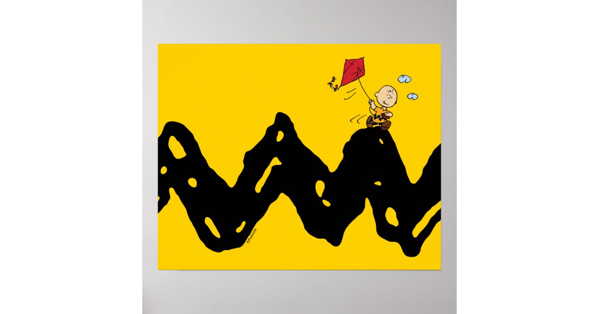 Peanuts | Charlie Brown Flying Kite Poster | Zazzle