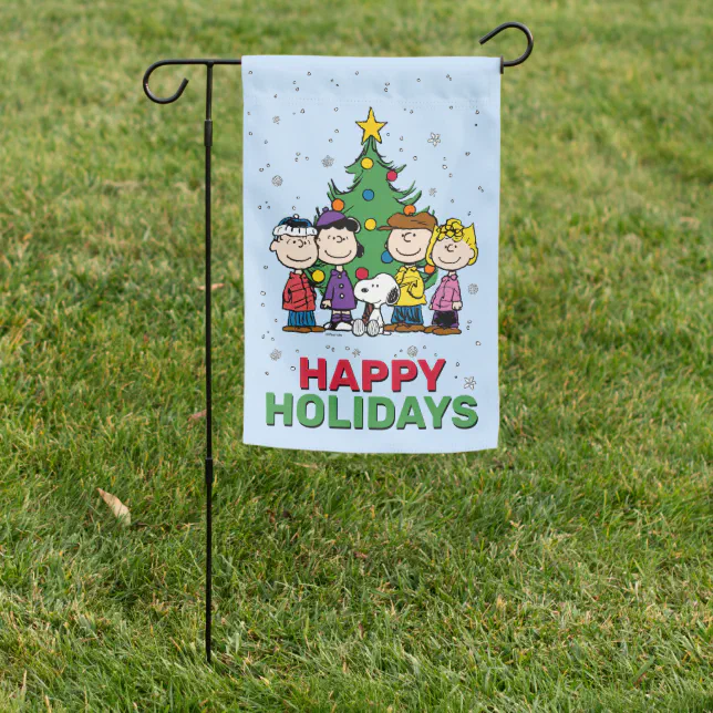 Peanuts | Charlie Brown & Friends - Happy Holidays Garden Flag | Zazzle