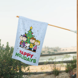 Peanuts | Charlie Brown & Friends - Happy Holidays House Flag | Zazzle