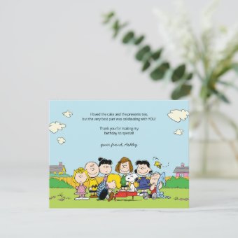 Peanuts | Charlie Brown & Gang Birthday Thank You Invitation | Zazzle