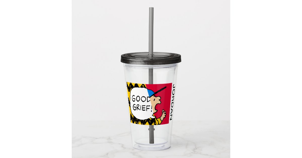 Peanuts | Charlie Brown Good Grief Half & Half Acrylic Tumbler | Zazzle