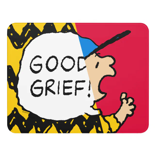Peanuts | Charlie Brown Good Grief Half & Half Door Sign | Zazzle