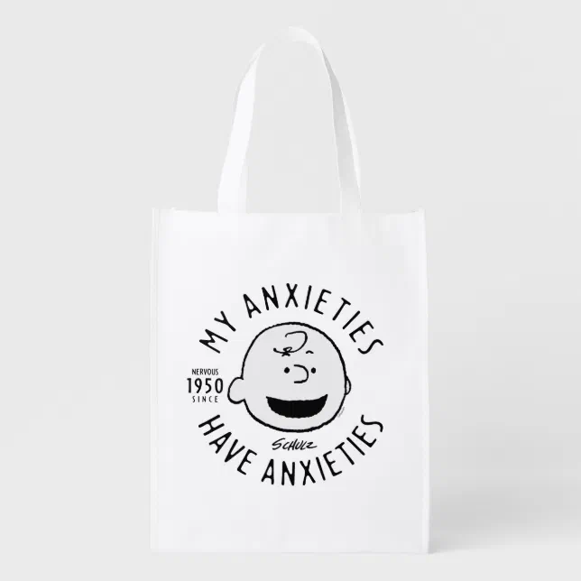 Peanuts | Charlie Brown Nervous Since 1950 Grocery Bag | Zazzle