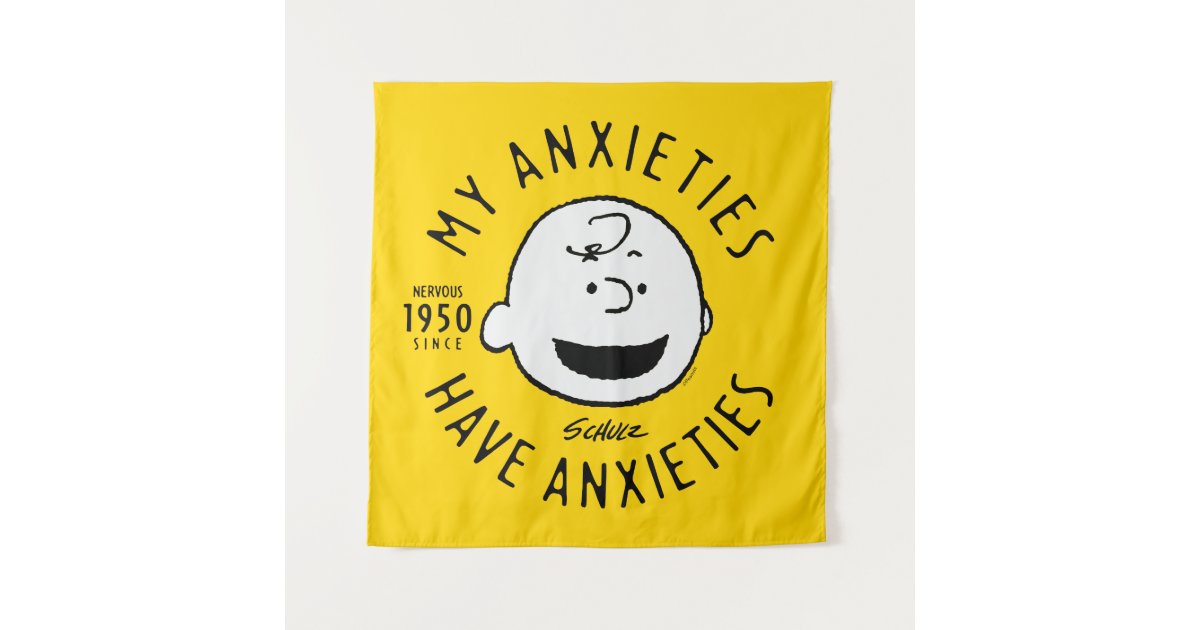 Peanuts | Charlie Brown Nervous Since 1950 Tapestry | Zazzle