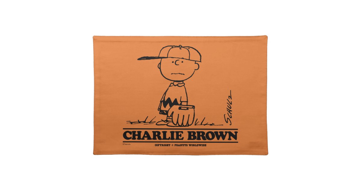 Peanuts | Charlie Brown Playing Ball Cloth Placemat | Zazzle