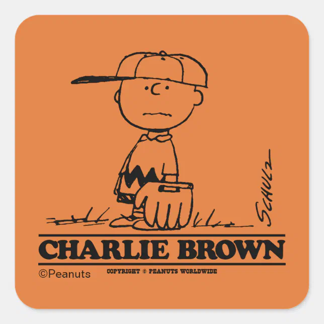 Peanuts | Charlie Brown Playing Ball Square Sticker | Zazzle