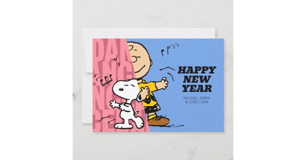 Peanuts | Charlie Brown & Snoopy Happy New Year Holiday Card | Zazzle