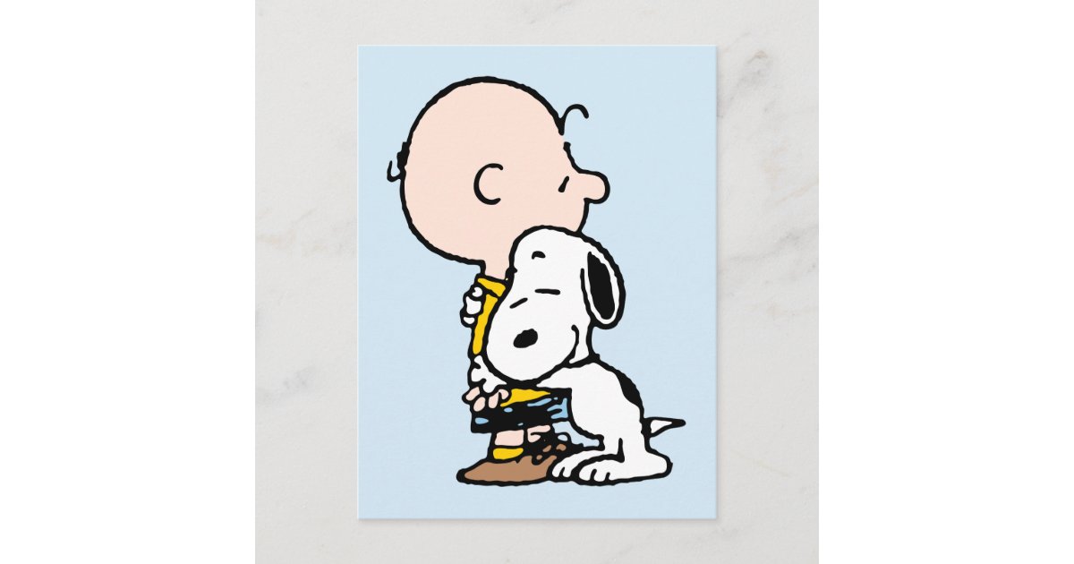 Peanuts | Charlie Brown & Snoopy Hug Postcard | Zazzle