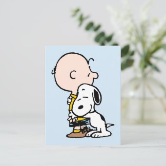Peanuts | Charlie Brown & Snoopy Hug Postcard | Zazzle