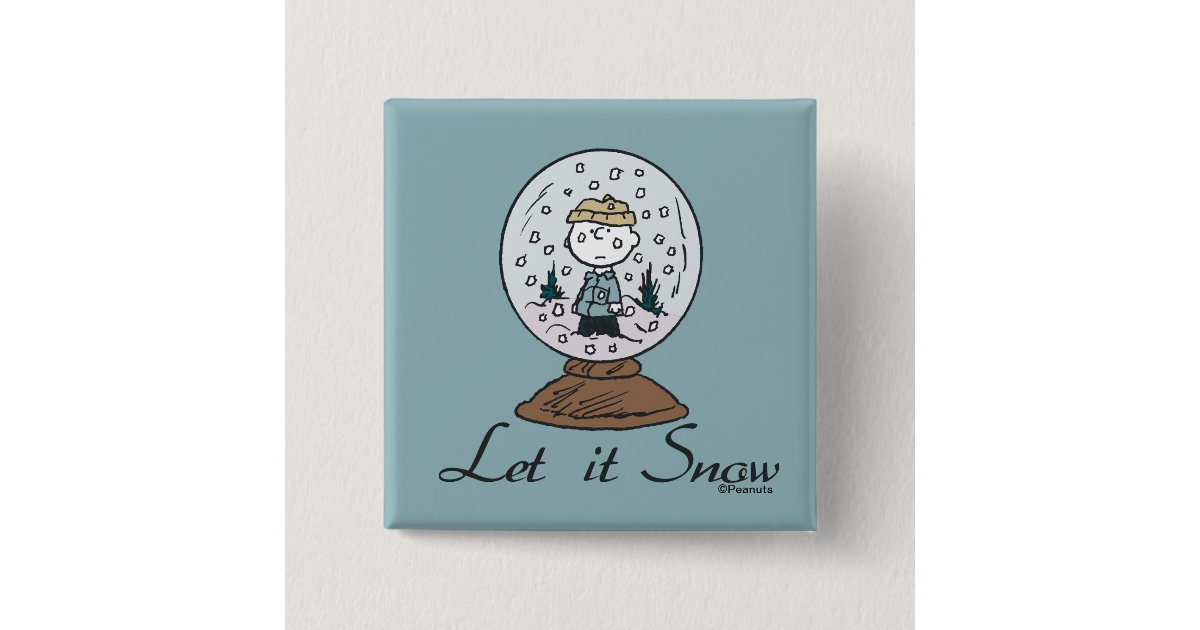 Peanuts | Charlie Brown Snow Globe Button | Zazzle