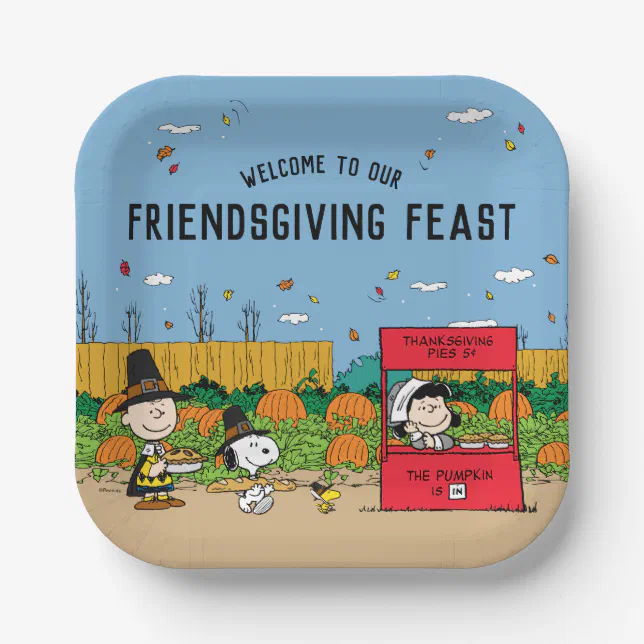 Peanuts | Charlie Brown Thanksgiving Feast Paper Plates | Zazzle
