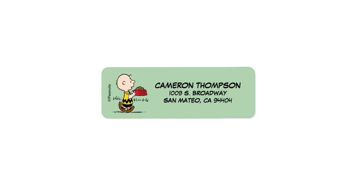 Peanuts | Charlie Brown with Snoopy's Dish Label | Zazzle