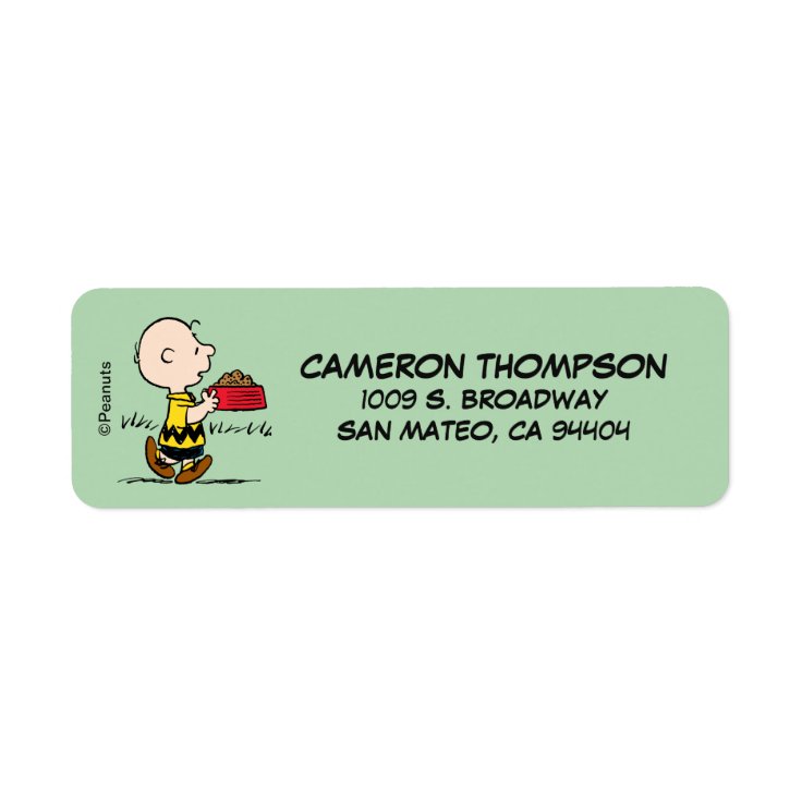 Peanuts | Charlie Brown with Snoopy's Dish Label | Zazzle