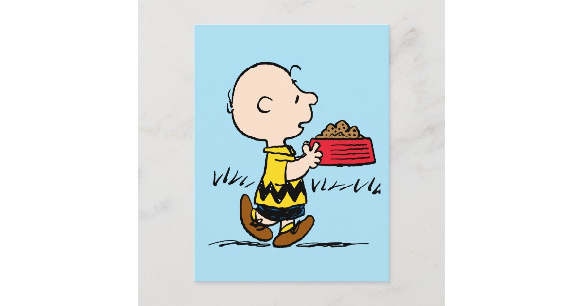 Peanuts | Charlie Brown with Snoopy's Dish Postcard | Zazzle