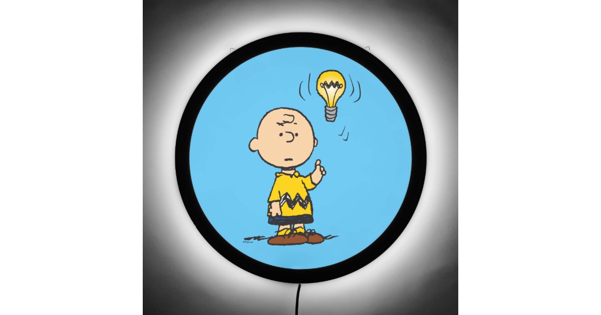 Peanuts | Charlie Brown's Light Bulb Idea LED Sign | Zazzle