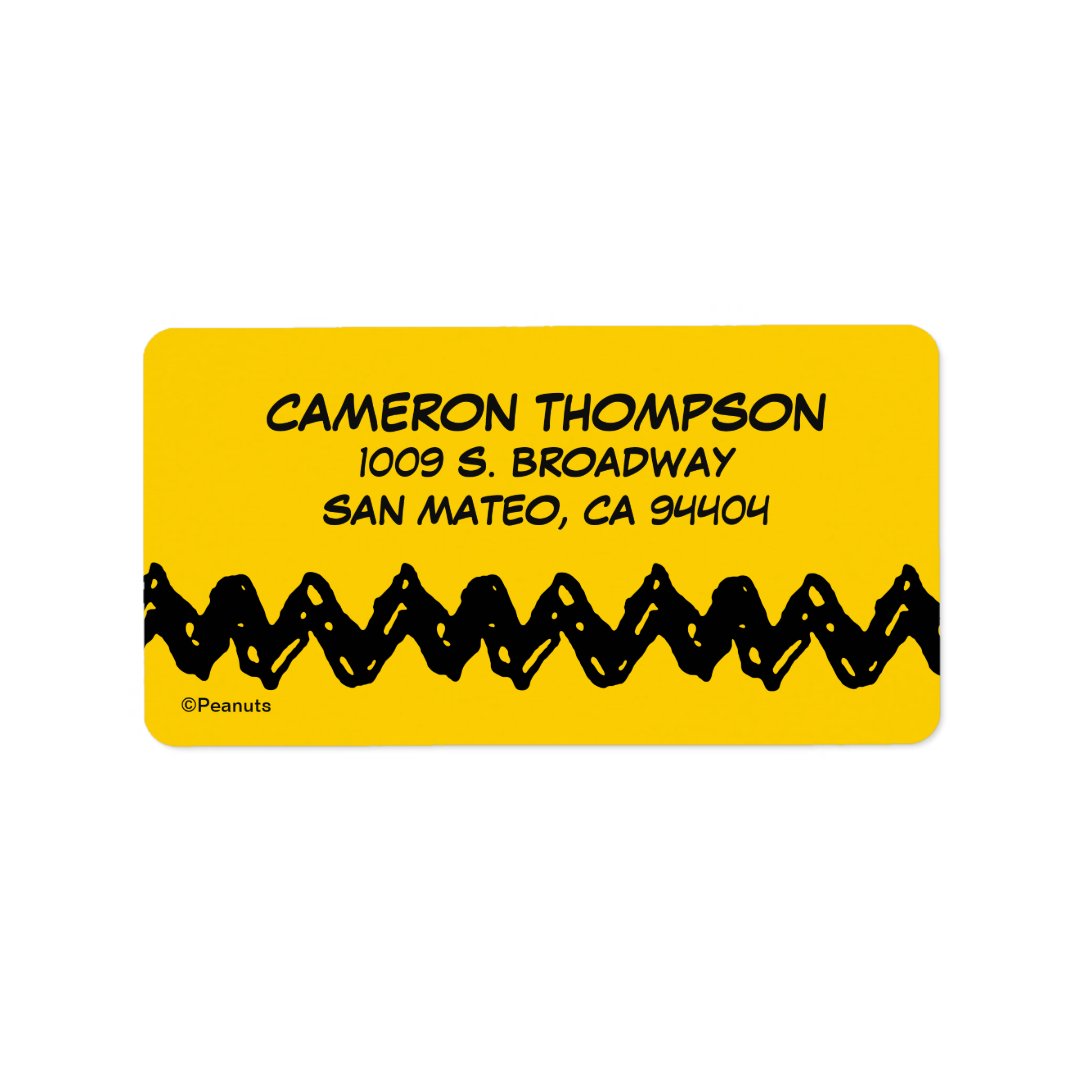 Peanuts | Charlie Brown's Zig-Zag Shirt Label | Zazzle
