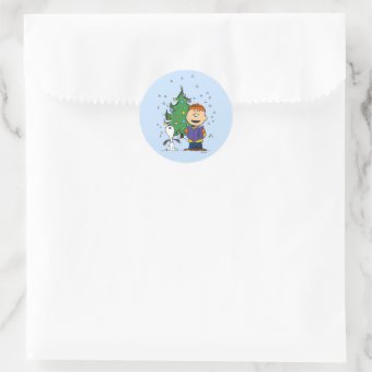 Peanuts | Christmas Caroling Classic Round Sticker | Zazzle
