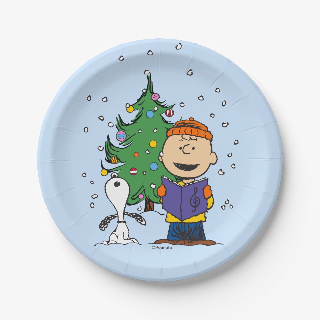 Peanuts | Christmas Caroling Paper Plates | Zazzle