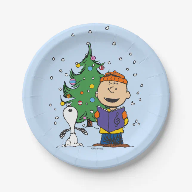 Peanuts | Christmas Caroling Paper Plates | Zazzle