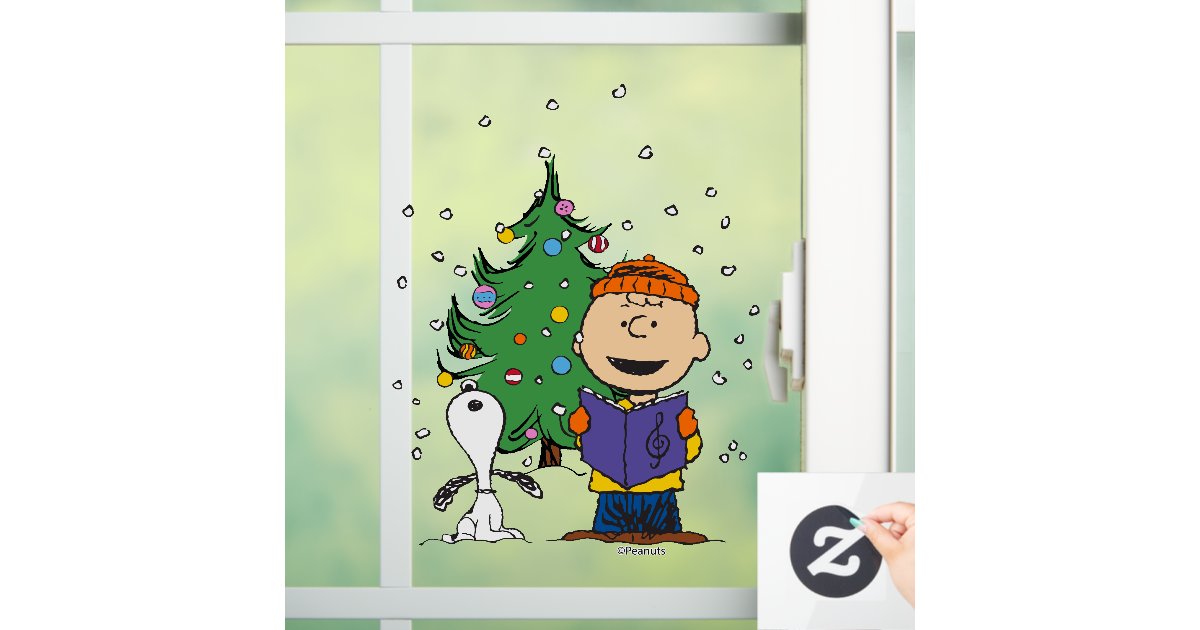 Peanuts | Christmas Caroling Window Cling | Zazzle