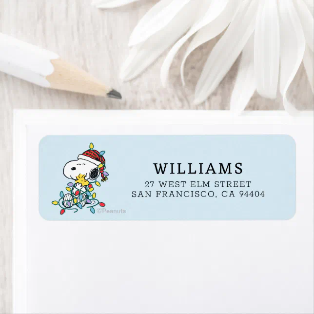 Peanuts | Christmas Love and Lights Label | Zazzle
