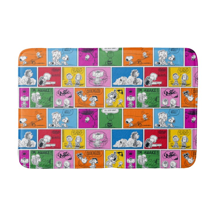 PEANUTS | Classic Comic Pattern Bath Mat | Zazzle