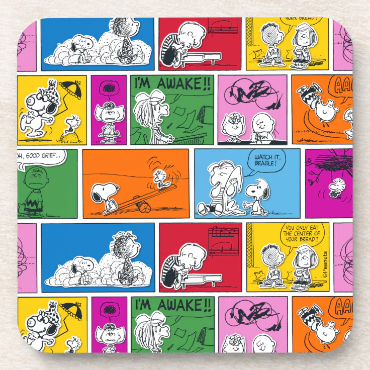 PEANUTS | Classic Comic Pattern Beverage Coaster | Zazzle
