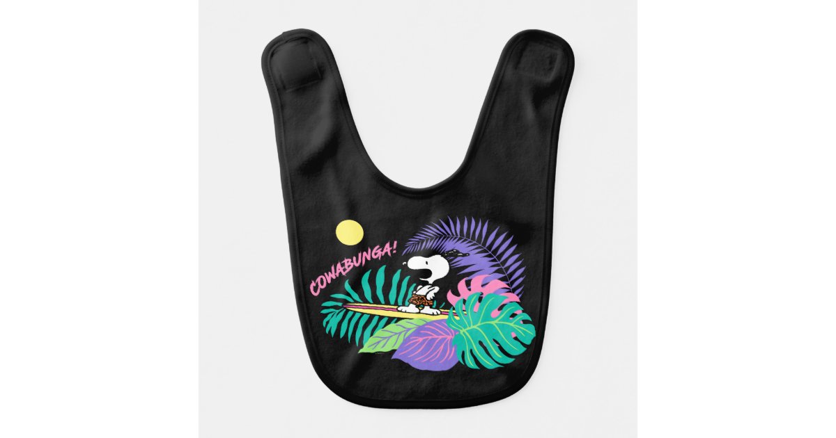 Peanuts | Cowabunga Snoopy Baby Bib | Zazzle