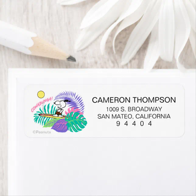 Peanuts | Cowabunga Snoopy Label | Zazzle