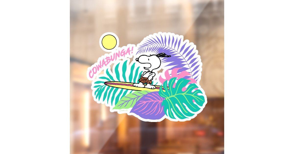 Peanuts | Cowabunga Snoopy Window Cling | Zazzle