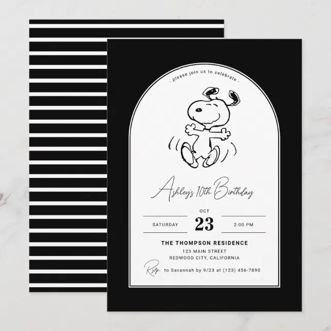 Peanuts | Dancing Snoopy Birthday Invitation | Zazzle