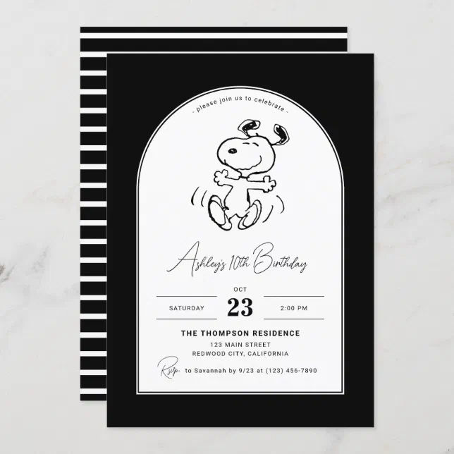Peanuts | Dancing Snoopy Birthday Invitation | Zazzle
