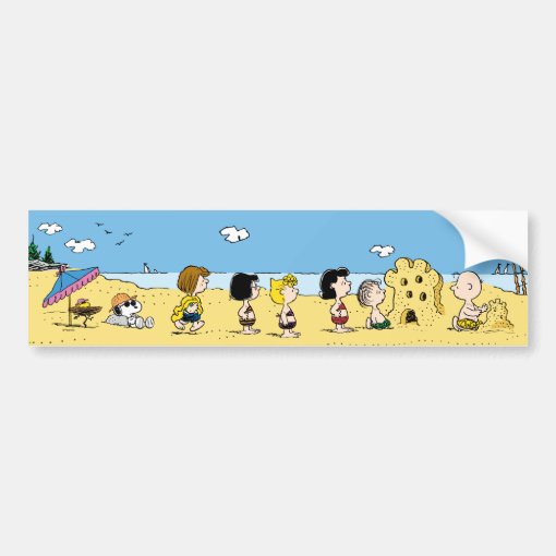 Peanuts | Day at the Beach Bumper Sticker | Zazzle