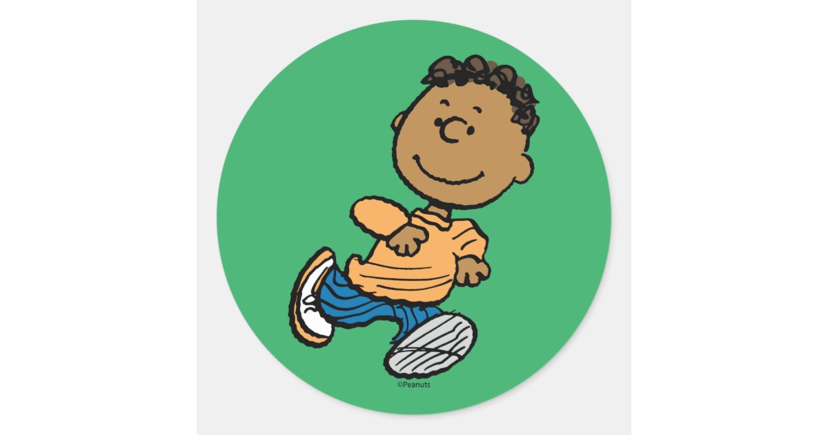 Peanuts | Franklin Running Classic Round Sticker | Zazzle