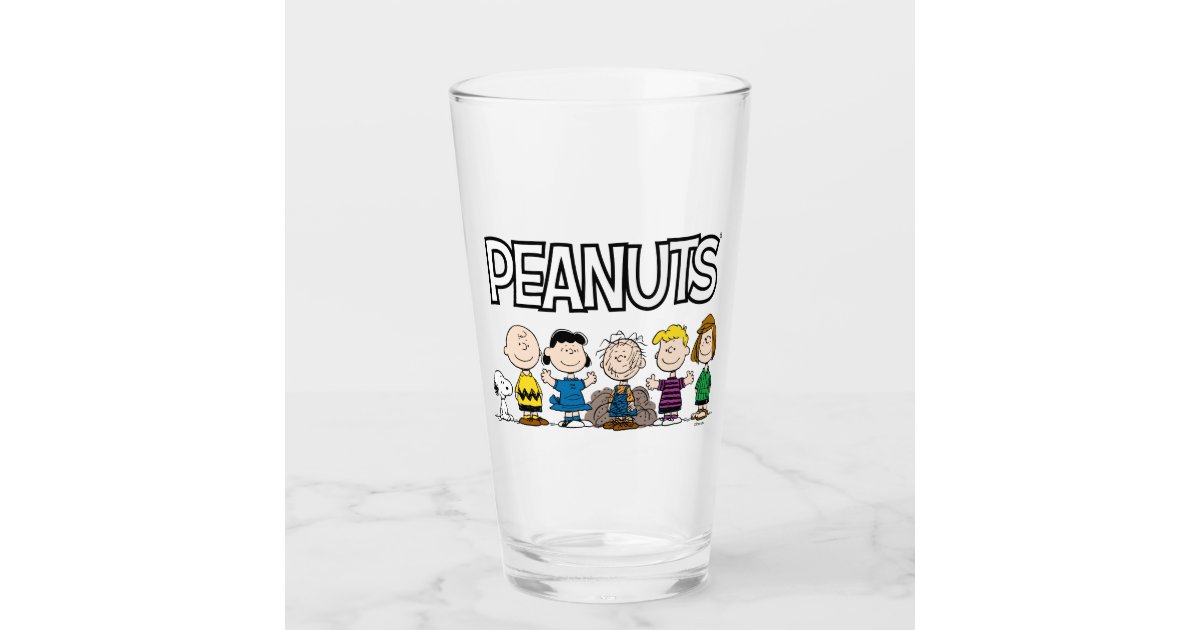 Peanuts Friends In A Row Glass | Zazzle