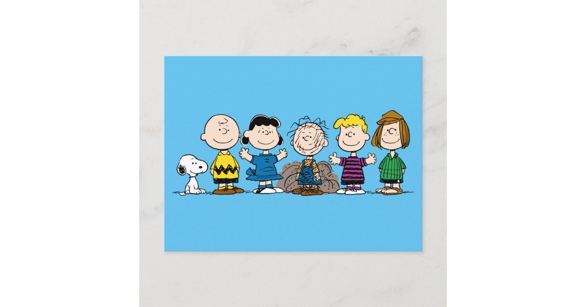 Peanuts Friends In A Row Postcard | Zazzle
