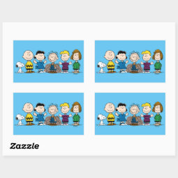 Peanuts Friends In A Row Rectangular Sticker | Zazzle