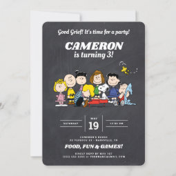 Peanuts Gang | Chalkboard Birthday Invitation | Zazzle