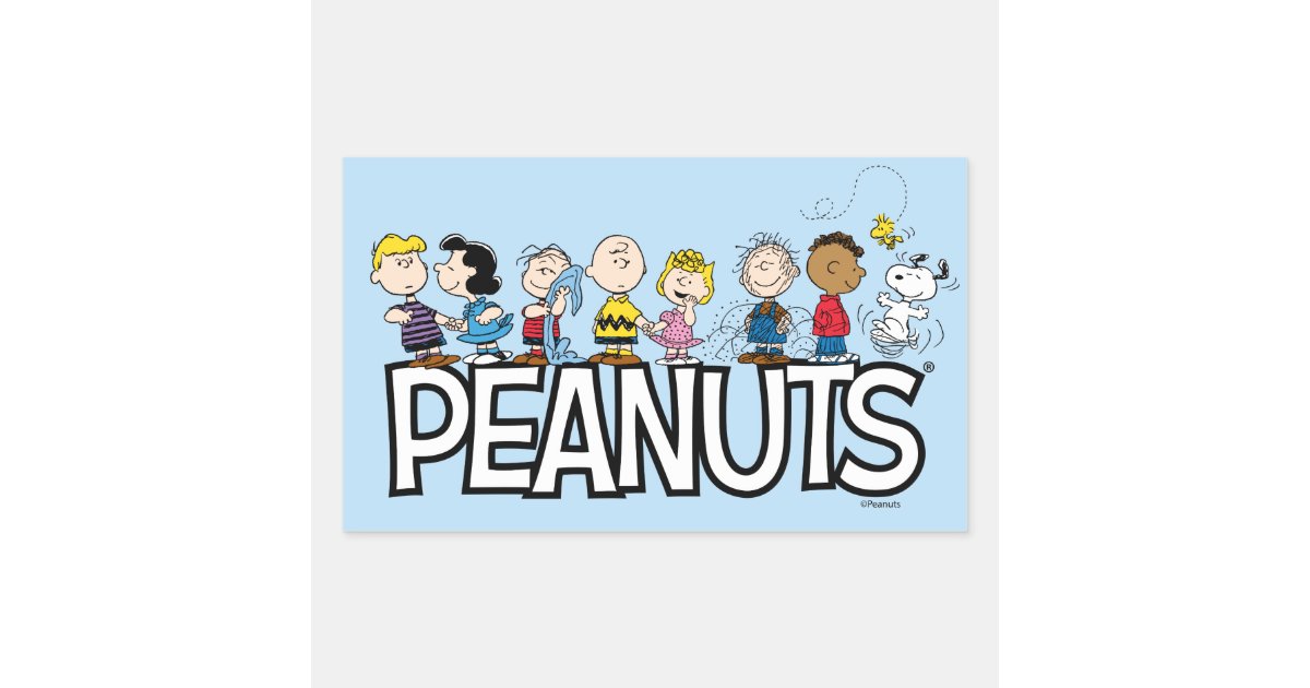 Peanuts Gang Group Lineup Rectangular Sticker | Zazzle