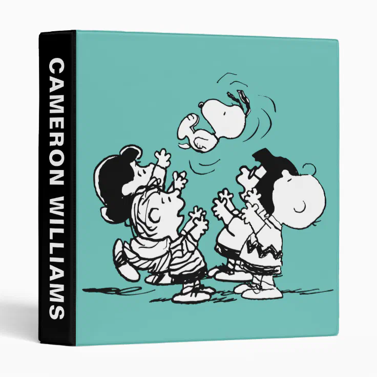 Peanuts Gang Lifting Snoopy 3 Ring Binder | Zazzle