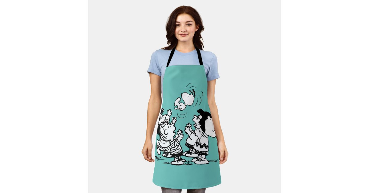 Peanuts Gang Lifting Snoopy Apron | Zazzle