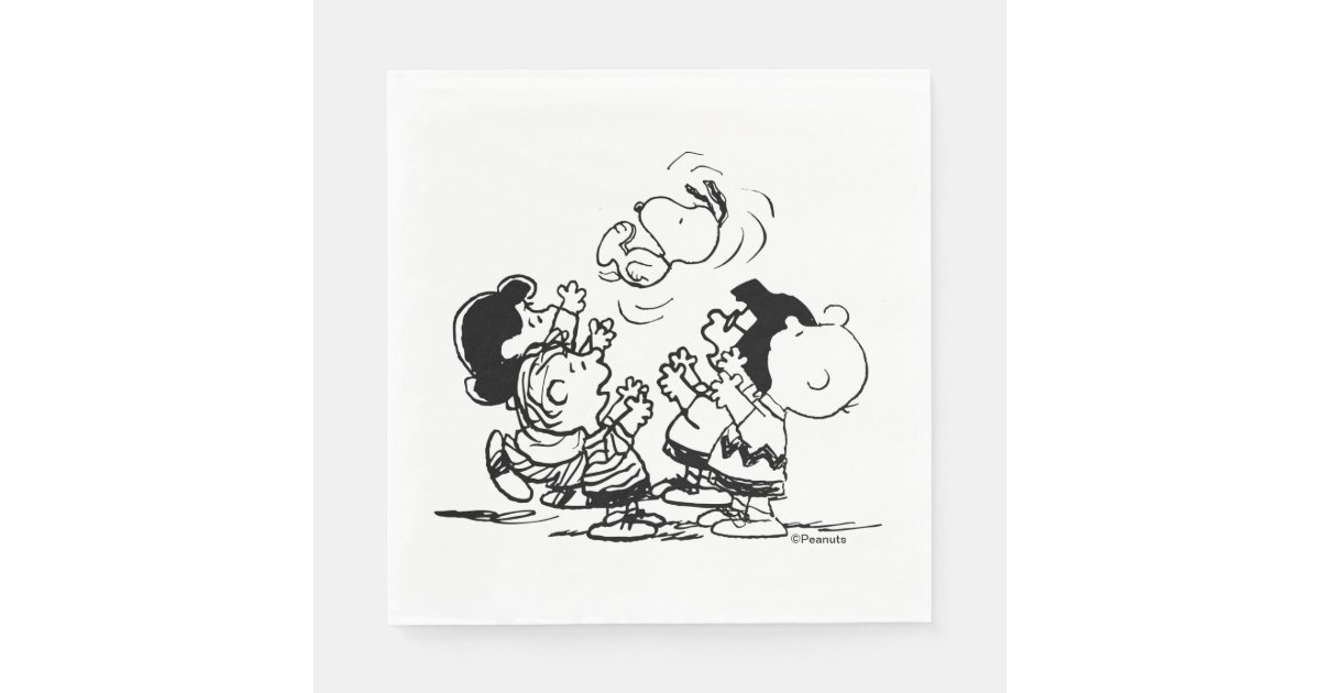 Peanuts Gang Lifting Snoopy Napkins | Zazzle