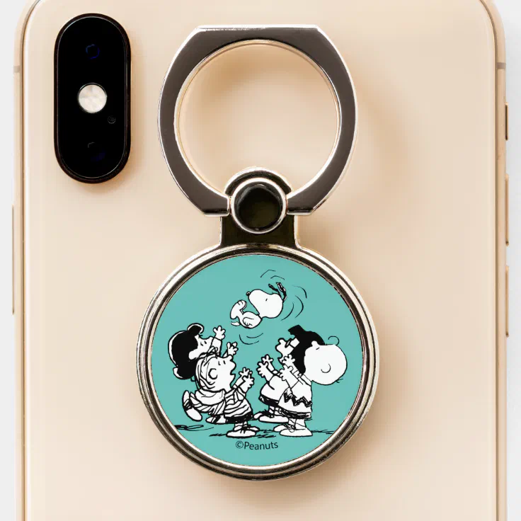 Peanuts Gang Lifting Snoopy Phone Ring Stand | Zazzle