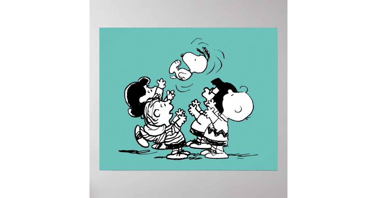 Peanuts Gang Lifting Snoopy Poster | Zazzle
