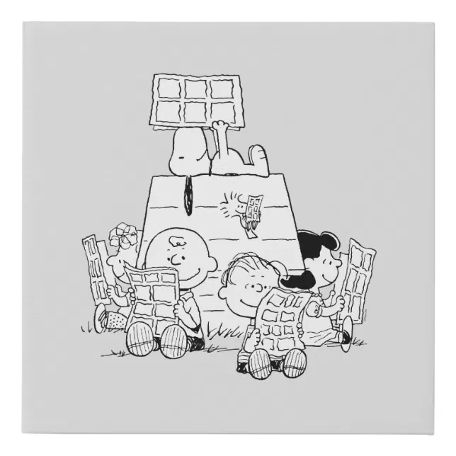 Peanuts Gang Reading Comics Faux Canvas Print | Zazzle