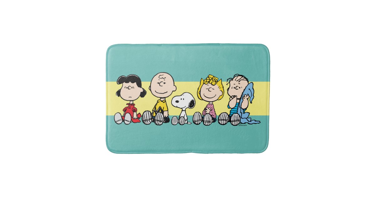 Peanuts Gang Sitting Together Bath Mat | Zazzle